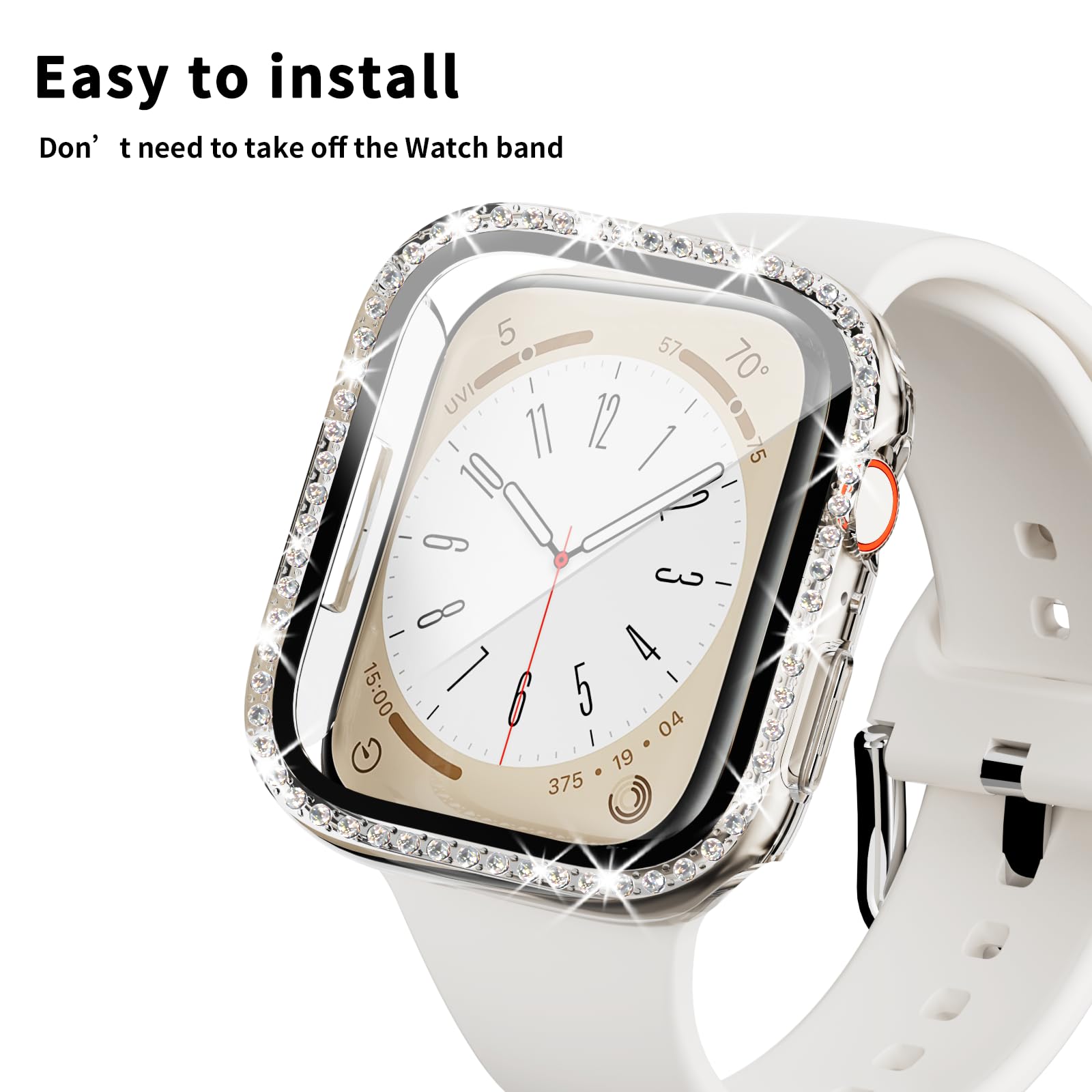 Rc-Z 3-Pack Bling Case for Apple Watch 42mm Series 3 2 1 Screen Protector, Women Glitter Diamond Rhinestone Bumper Face Cover for iWatch Accessories 42 mm