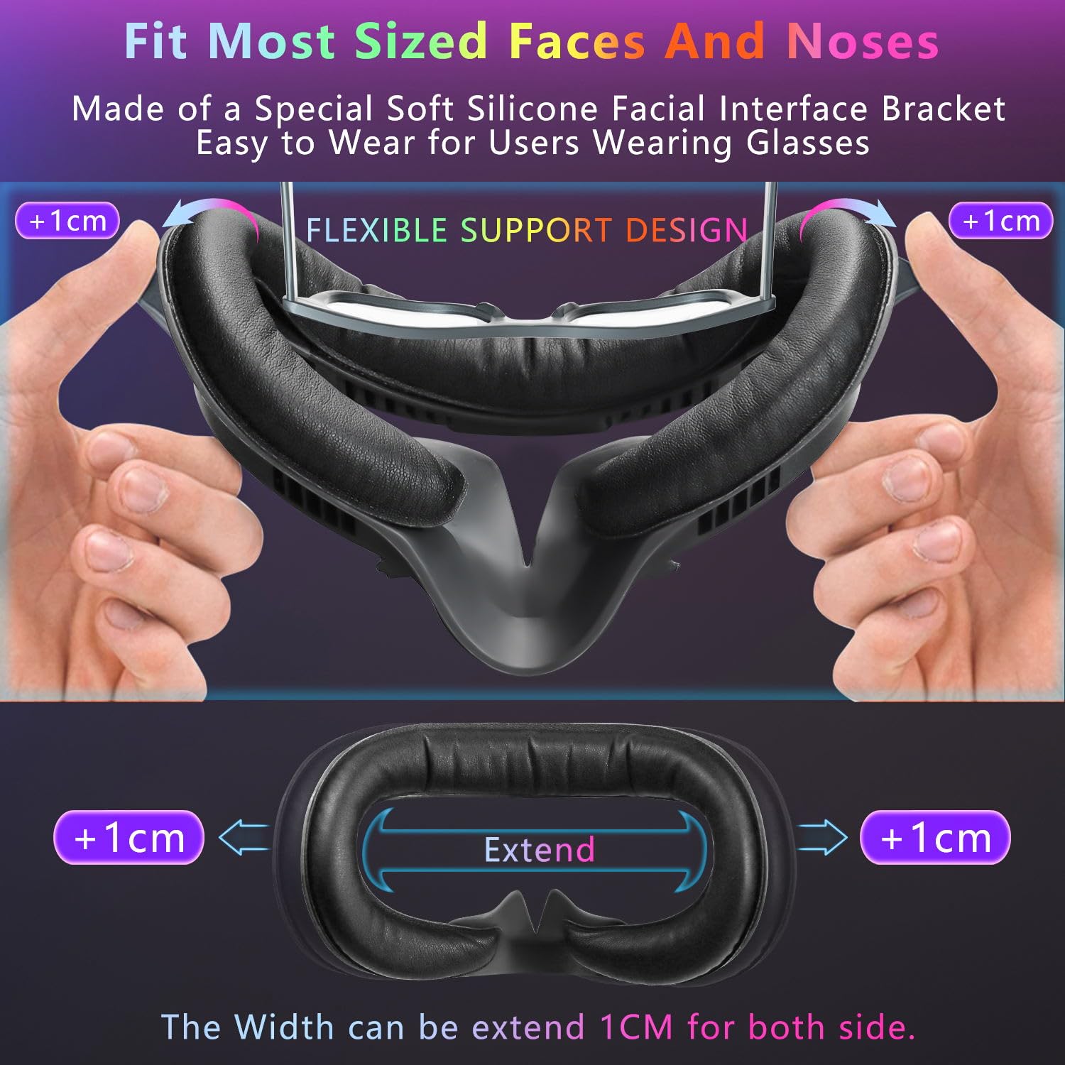 Face Pad & Face Cover Cushion Replacement Compatible with Oculus/Meta Quest 2 -VR Accessories Facial Interface Bracket Foam Soft Silicone & Comfortable Leather Sweat-Proof Anti-Leakage Nose Pad