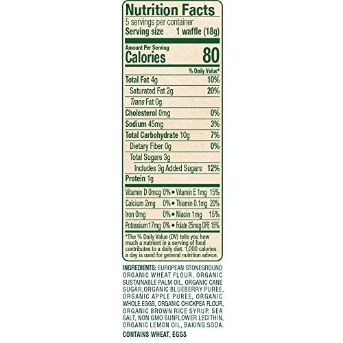 Sprout Organic Baby Food, Stage 4 Toddler Snacks, Blueberry Apple Wafflez, Single Serve Waffles (5 Count)