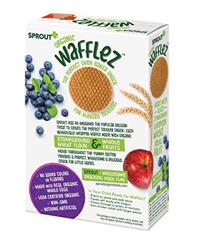 Sprout Organic Baby Food, Stage 4 Toddler Snacks, Blueberry Apple Wafflez, Single Serve Waffles (5 Count)