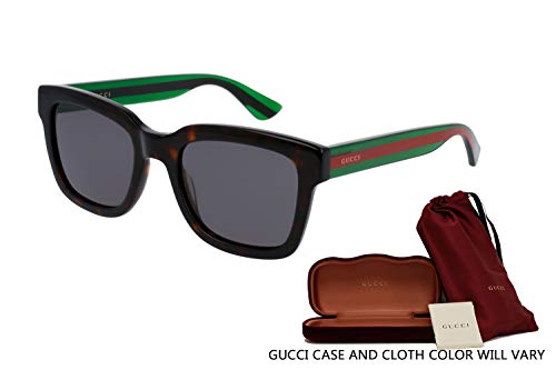 Gucci GG0001S 003 52M Havana/Green/Grey Rectangle Sunglasses For Men + BUNDLE with Designer iWEAR Complimentary Eyewear Care Kit