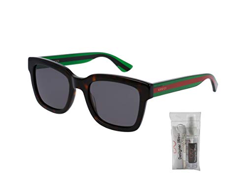 Gucci GG0001S 003 52M Havana/Green/Grey Rectangle Sunglasses For Men + BUNDLE with Designer iWEAR Complimentary Eyewear Care Kit
