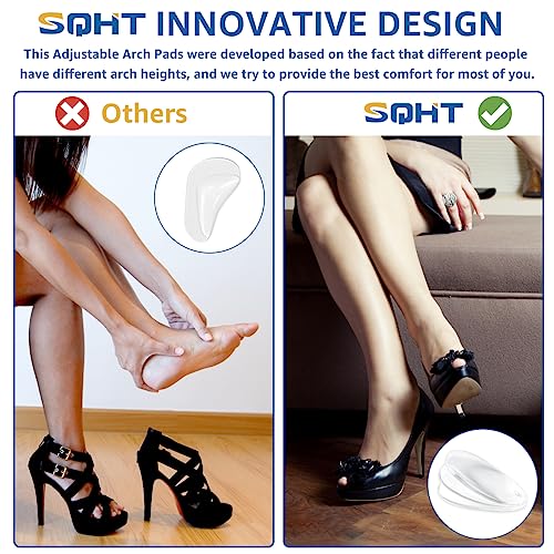 SQHT Adjustable Arch Support Inserts, Gel Arch Support Shoe Insoles for Flat Feet, Arch Pads for High Arch Foot Pain Relief- 2 Pairs