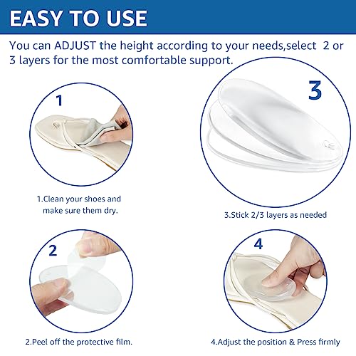 SQHT Adjustable Arch Support Inserts, Gel Arch Support Shoe Insoles for Flat Feet, Arch Pads for High Arch Foot Pain Relief- 2 Pairs