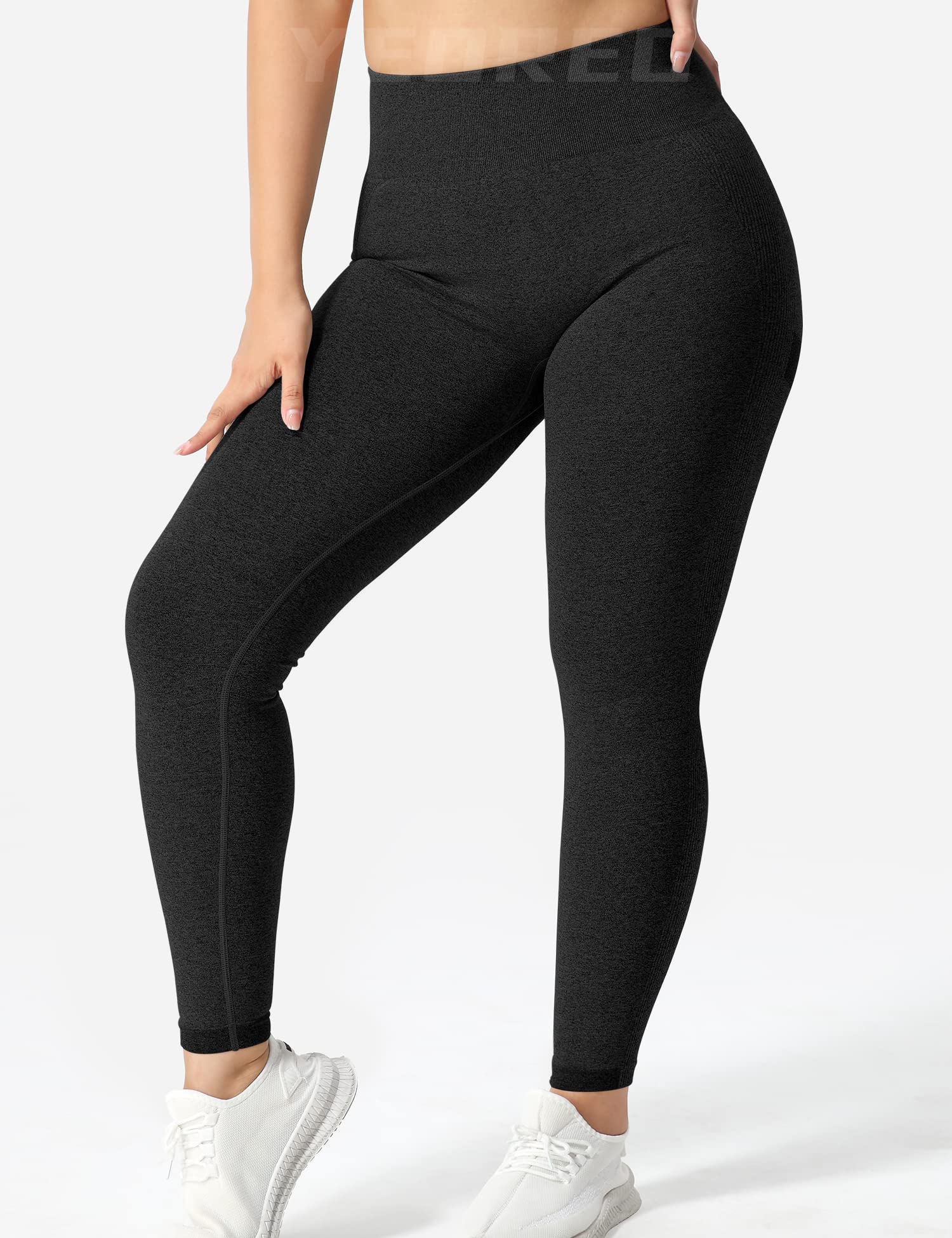 YEOREO Scrunch Butt Lift Leggings for Women Workout Yoga Pants Ruched Booty High Waist Seamless Leggings Compression Tights Black M