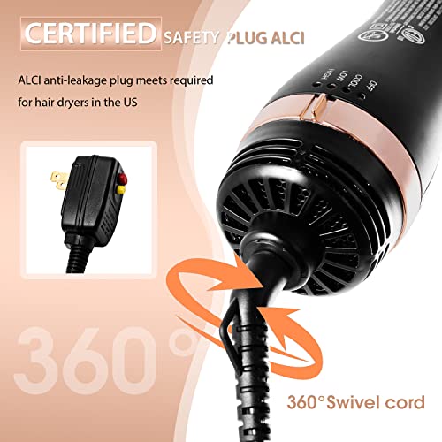 Hair Dryer Brush, Nicebay 4 in 1 Hot Air Brush for Straightening/Curling/Drying, One-Step Blow Dryer Brush & Volumizer with Ceramic Coating, 3 Temperature Settings, Detachable Design for Travel Salon