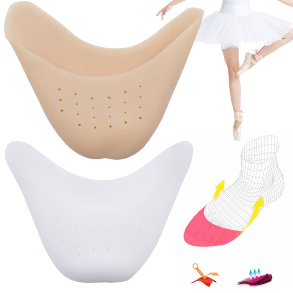 2 Pairs Toe Cap Tip Protector Ballet Pointe Pads Silicone Gel Toe Protectors with Breathable Hole for Shoes Covers Toe Caps Metatarsal Pads Cushion