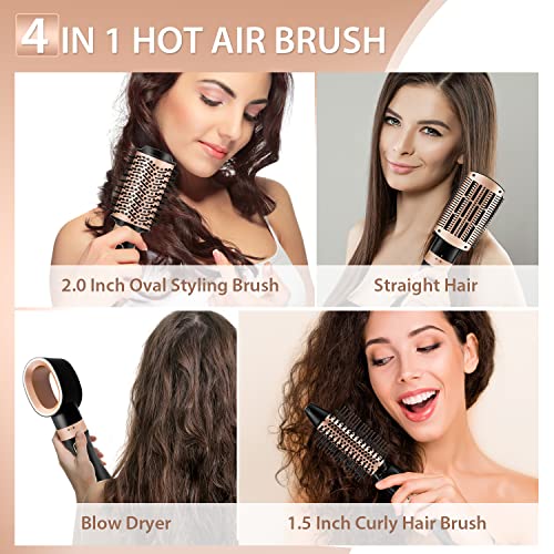 Hair Dryer Brush, Nicebay 4 in 1 Hot Air Brush for Straightening/Curling/Drying, One-Step Blow Dryer Brush & Volumizer with Ceramic Coating, 3 Temperature Settings, Detachable Design for Travel Salon
