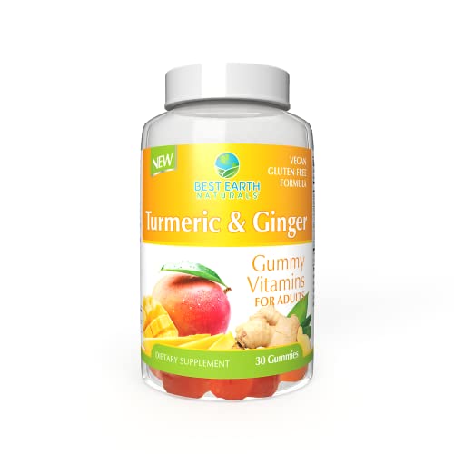 Best Earth Naturals Turmeric & Ginger Gummy Vitamins for Adults - Vegan Gummies with 95% Standardized Curcuminoids for Joint & Antioxidant Support, 30 Count