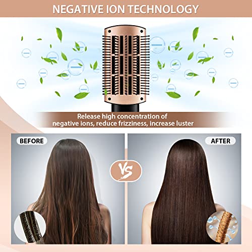 Hair Dryer Brush, Nicebay 4 in 1 Hot Air Brush for Straightening/Curling/Drying, One-Step Blow Dryer Brush & Volumizer with Ceramic Coating, 3 Temperature Settings, Detachable Design for Travel Salon