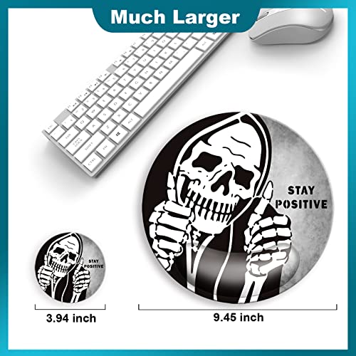 Large Mouse Pad with Wrist Rest Dia 9.45 inch, Mouse Pads for Desk, Cute Round Ergonomic Mouse Pad, Gel Mousepad Wrist Support for Computer Laptop Gaming Home Office Decor-Funny Skull