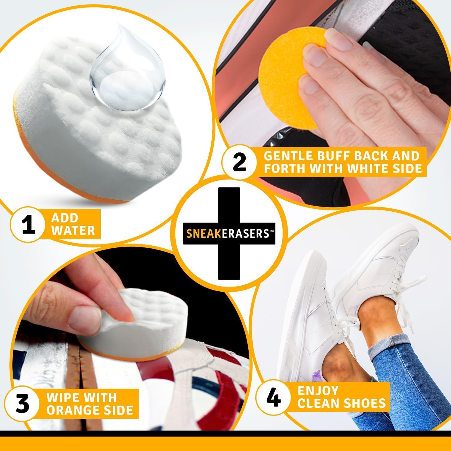 SneakERASERS Sole and Sneaker Cleaner, Premium, Disposable, Dual-Sided Sponge for Cleaning & Whitening Shoe Soles (1 Pack)