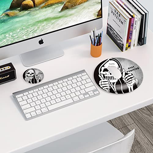 Large Mouse Pad with Wrist Rest Dia 9.45 inch, Mouse Pads for Desk, Cute Round Ergonomic Mouse Pad, Gel Mousepad Wrist Support for Computer Laptop Gaming Home Office Decor-Funny Skull