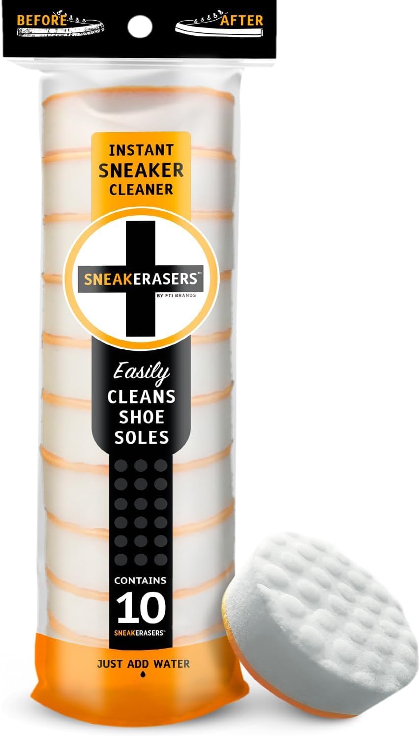 SneakERASERS Sole and Sneaker Cleaner, Premium, Disposable, Dual-Sided Sponge for Cleaning & Whitening Shoe Soles (1 Pack)
