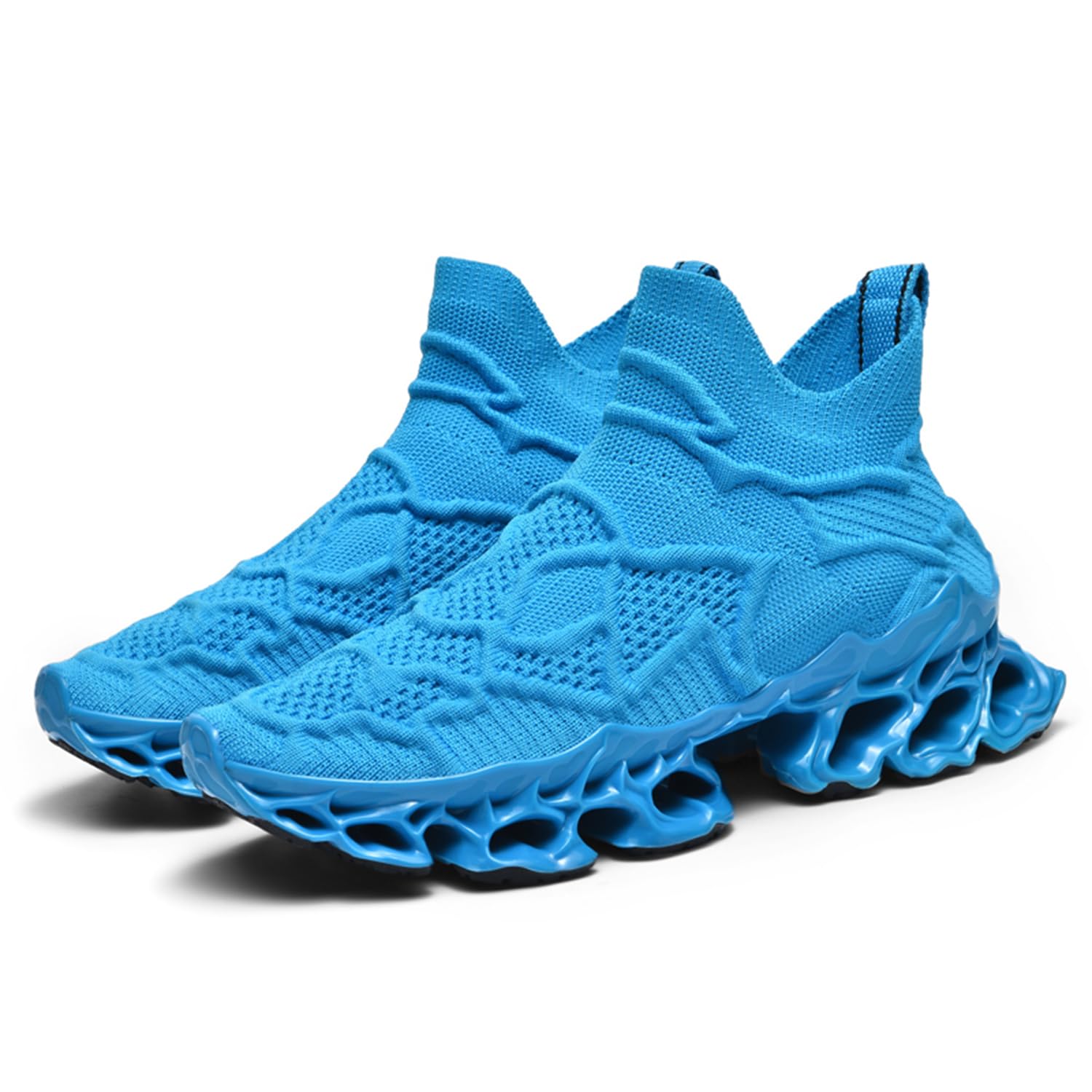 Poramea Mens Womens Slip on Loafers Walking Tennis Shoes Laceless Jogging Blade Sneakers Unisex Mesh Trail Running Casual Athletic Blue Size 8 Women/6.5 Men