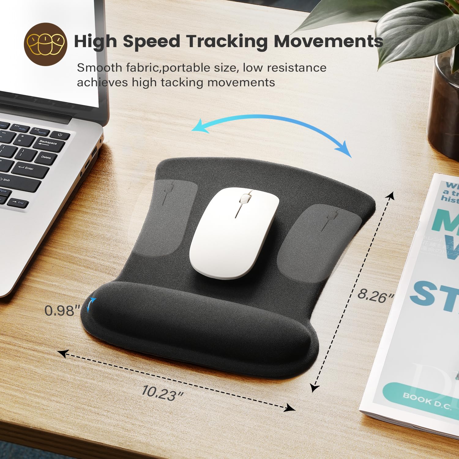 Soqool π΄ππππ π·ππ
, Ergonomic Mouse Pad Gel Computer Mouse Pad with Wrist Rest for Laptop, Anti-Slip Rubber Base, Spill-Resistant Surface, Durable Materials, Portable for Office & Home, Black