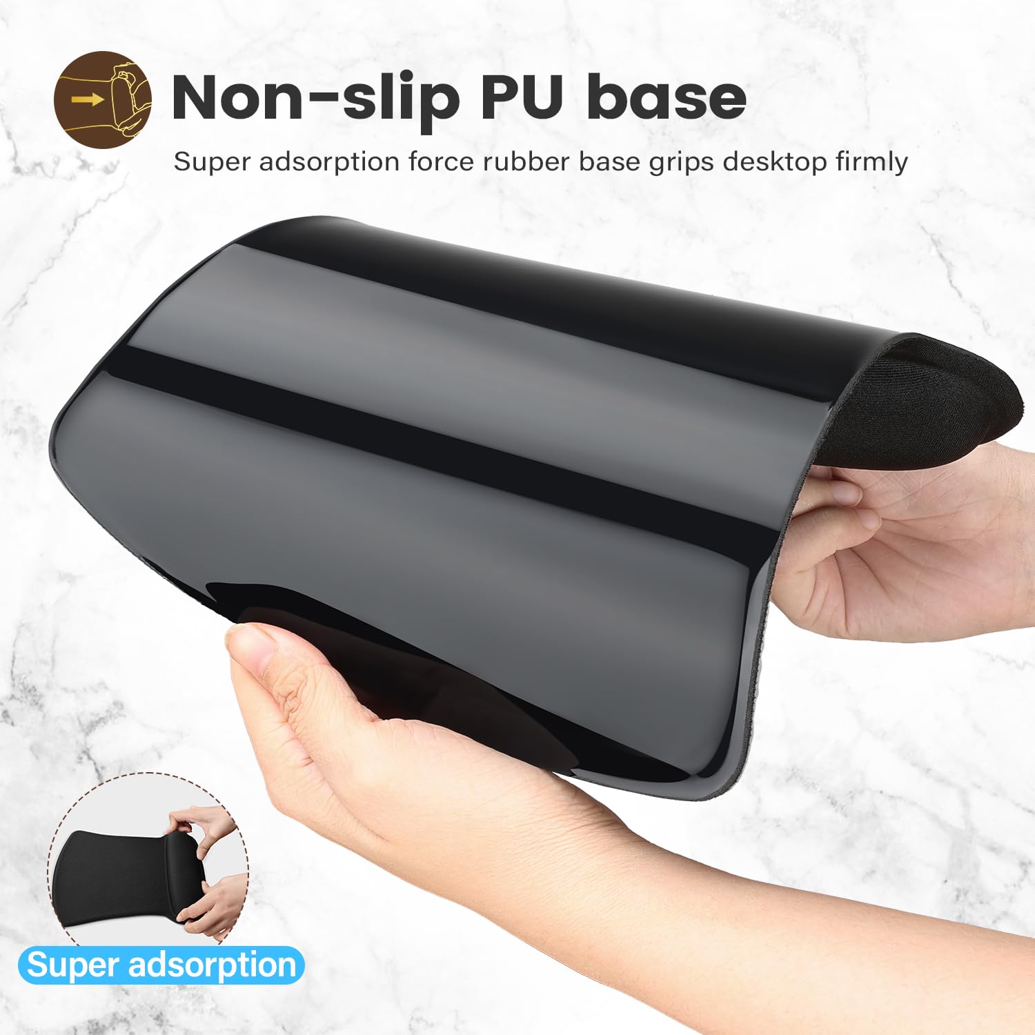 Soqool π΄ππππ π·ππ
, Ergonomic Mouse Pad Gel Computer Mouse Pad with Wrist Rest for Laptop, Anti-Slip Rubber Base, Spill-Resistant Surface, Durable Materials, Portable for Office & Home, Black