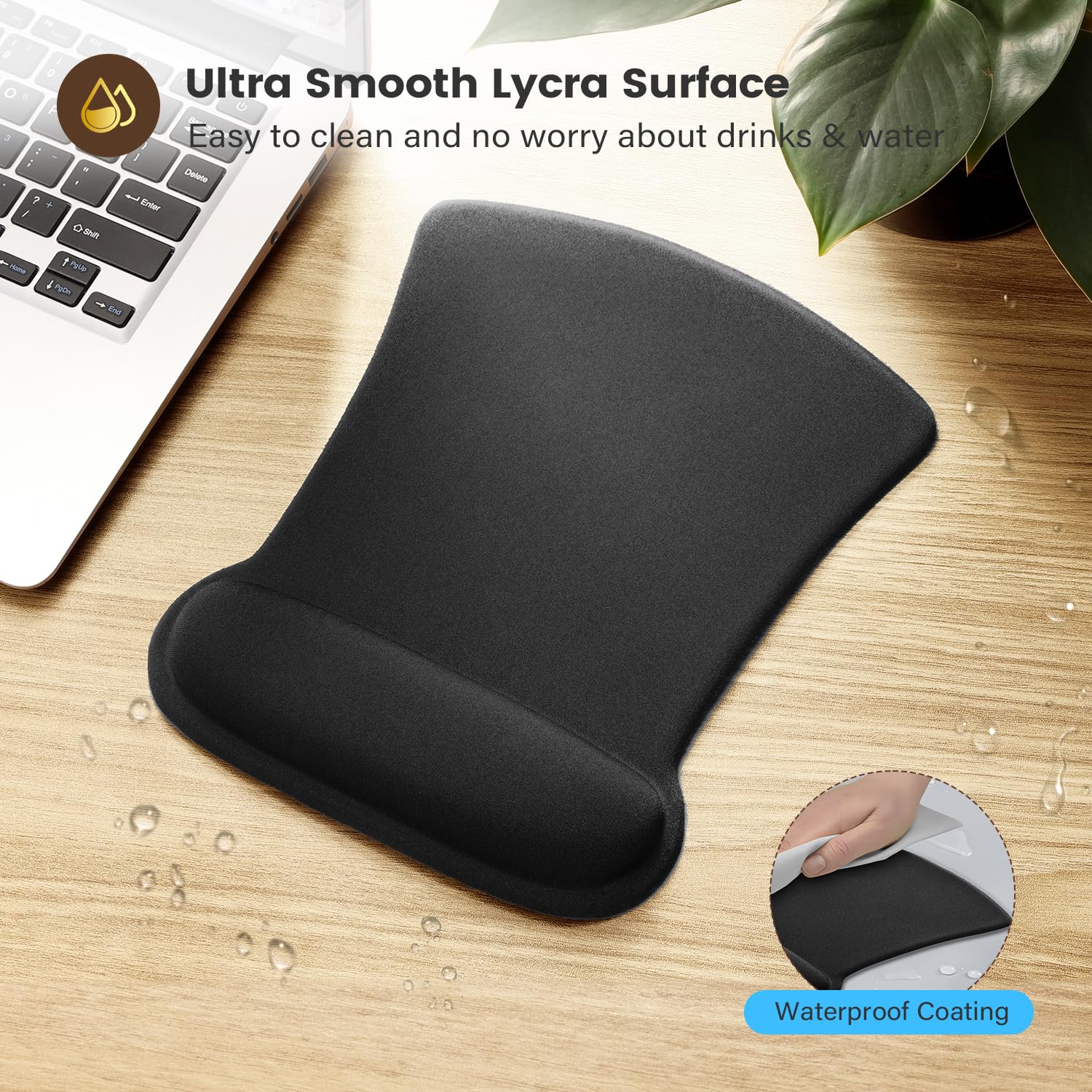Soqool π΄ππππ π·ππ
, Ergonomic Mouse Pad Gel Computer Mouse Pad with Wrist Rest for Laptop, Anti-Slip Rubber Base, Spill-Resistant Surface, Durable Materials, Portable for Office & Home, Black
