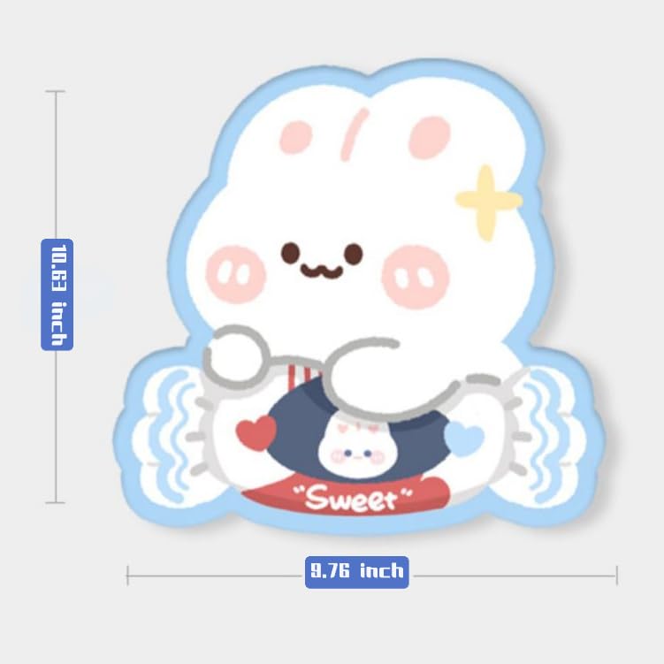 Cute Laptop Mouse Pad with Gel Wrist Support Anti-Slip Kawaii Desk Accessories Ergonomic Gaming Mouse Pad with Wrist Rest and Adorable Rabbit Pattern