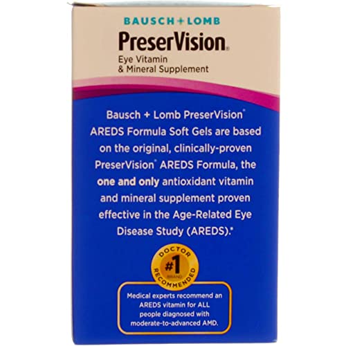 Bausch and Lomb Preservision Eye Vitamin and Mineral Supplements with Areds, 60 sgels