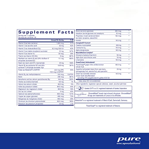 Pure Encapsulations Athletic Nutrients | Multivitamin/Mineral Complex for Exercise and Training* | 180 Capsules