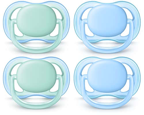Philips AVENT Ultra Air Pacifier, 0-6 Months, Blue/Green, 4 Pack, SCF244/40