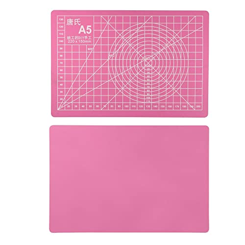 uxcell A5 Self-Healing Cutting Mat, 9" x 6" Non-Slip Single Sided with Grid PVC Desk Mat for DIY, Crafting, Model Building Rotary Cutting Board Pink