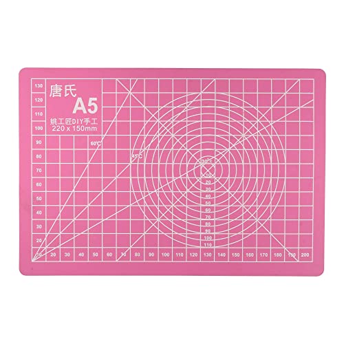 uxcell A5 Self-Healing Cutting Mat, 9" x 6" Non-Slip Single Sided with Grid PVC Desk Mat for DIY, Crafting, Model Building Rotary Cutting Board Pink