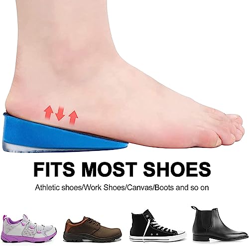 Correct-Position Height Increase Insoles, Heel Cushion Inserts, Heel Lift Inserts for Leg Length Discrepancies (Blue, 1.8" Height)