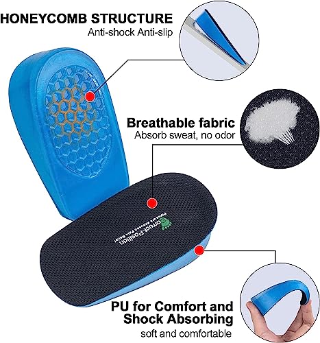 Correct-Position Height Increase Insoles, Heel Cushion Inserts, Heel Lift Inserts for Leg Length Discrepancies (Blue, 1.8" Height)