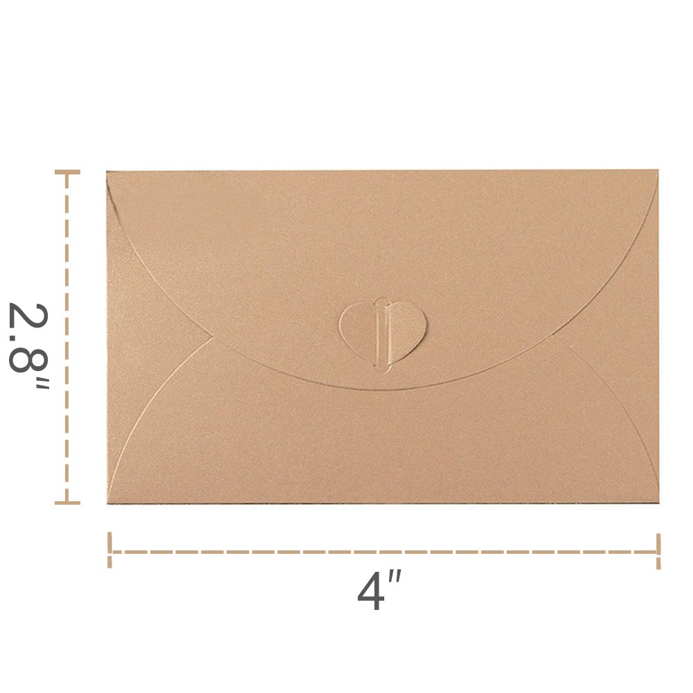 HANSGO Thank you Envelopes, 100PCS 4 x 2.8 inch Mother's Day Cards Greeting Cards Small Gift Card Holders with Heart Shaped Clasp,Mini Envelopes for Note Cards, Business Card, Wedding,Graduation