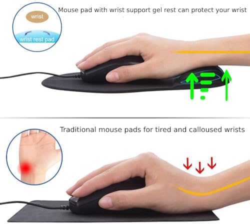 Ergonomic Mouse Pad with Gel Wrist Support,Mouse Mat Comfortable Mousepad with Smooth Wrist Rest Surface and Non-Slip Base for Pain Relief,Computer,Laptop,Office & Home, 9.4 x 8.1 in, Modern Design