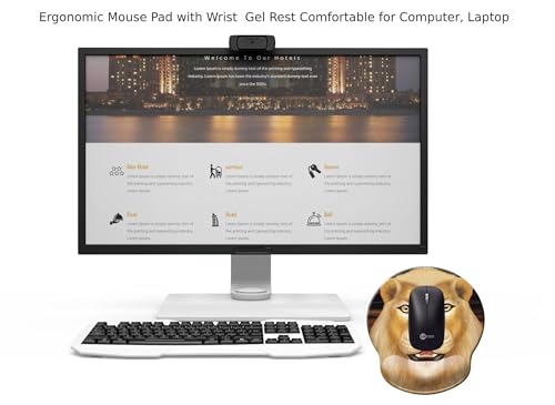 Ergonomic Mouse Pad with Gel Wrist Support,Mouse Mat Comfortable Mousepad with Smooth Wrist Rest Surface and Non-Slip Base for Pain Relief,Computer,Laptop,Office & Home, 9.4 x 8.1 in, Modern Design