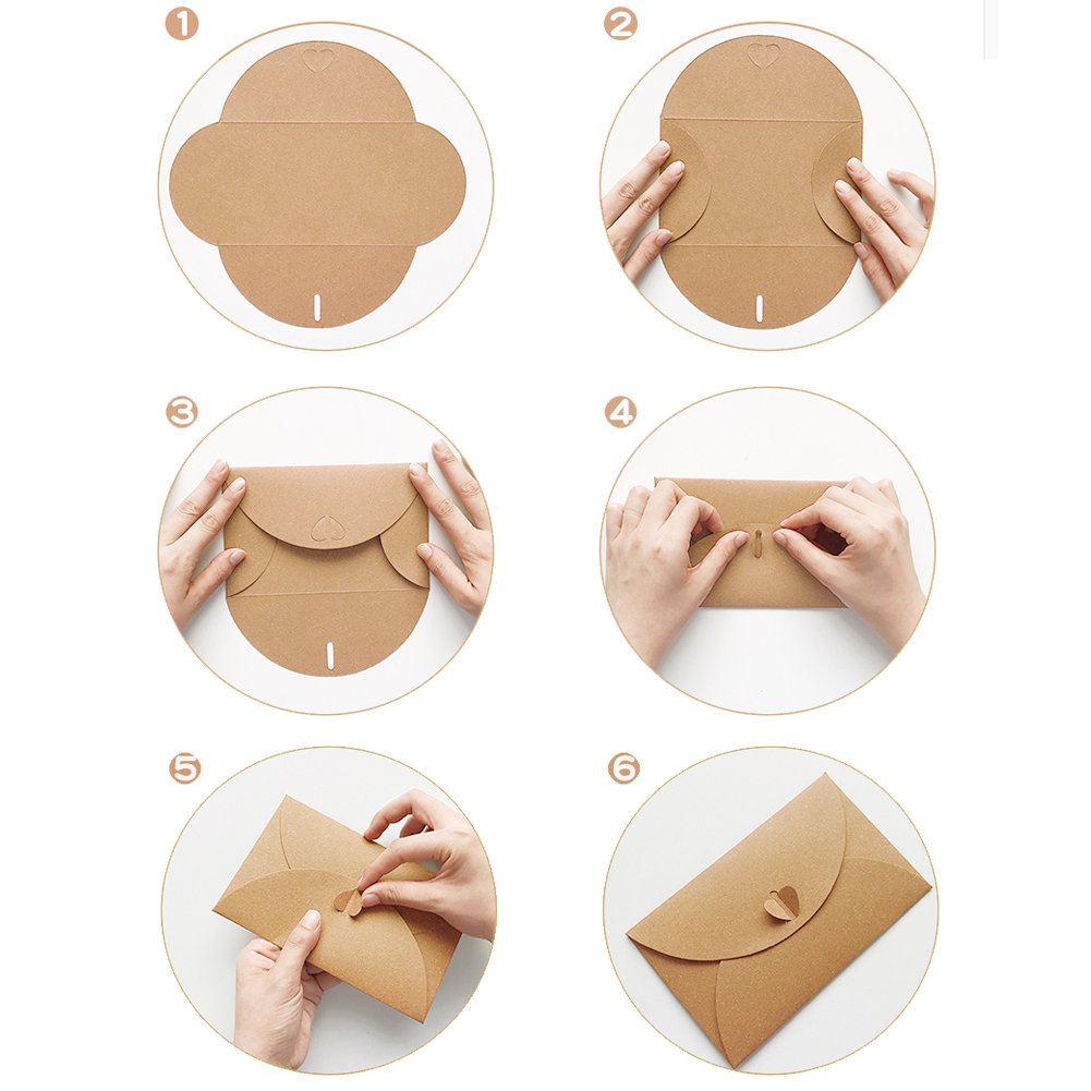 HANSGO Thank you Envelopes, 100PCS 4 x 2.8 inch Mother's Day Cards Greeting Cards Small Gift Card Holders with Heart Shaped Clasp,Mini Envelopes for Note Cards, Business Card, Wedding,Graduation