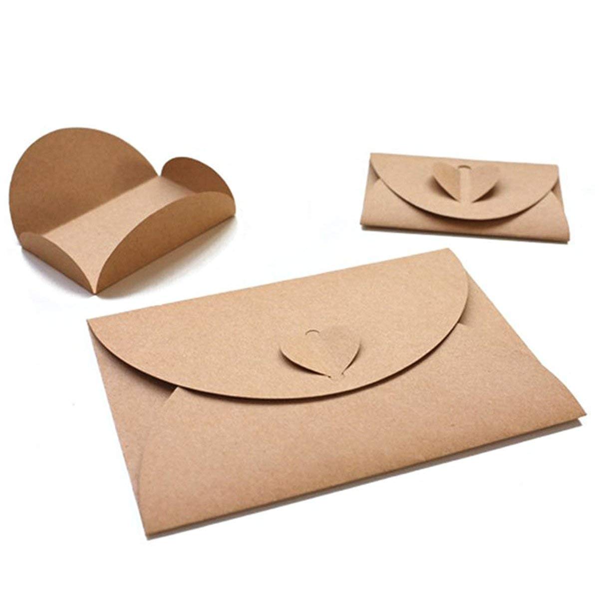 HANSGO Thank you Envelopes, 100PCS 4 x 2.8 inch Mother's Day Cards Greeting Cards Small Gift Card Holders with Heart Shaped Clasp,Mini Envelopes for Note Cards, Business Card, Wedding,Graduation