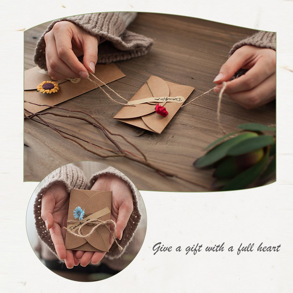 HANSGO Thank you Envelopes, 100PCS 4 x 2.8 inch Mother's Day Cards Greeting Cards Small Gift Card Holders with Heart Shaped Clasp,Mini Envelopes for Note Cards, Business Card, Wedding,Graduation