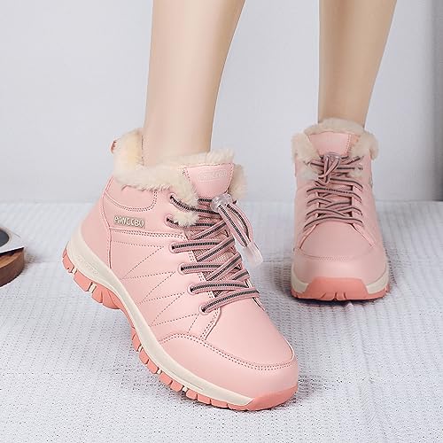 ZHNSHM Womens Winter Boots Casual Lightweight Waterproof Snow Boots Anti-Slip Fur Lined Trekking Backpacking Hiking Boots