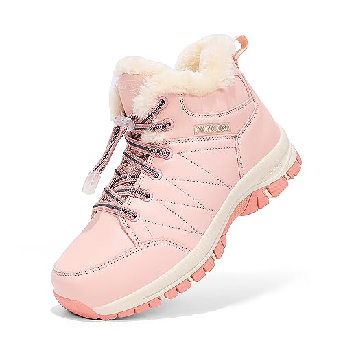 ZHNSHM Womens Winter Boots Casual Lightweight Waterproof Snow Boots Anti-Slip Fur Lined Trekking Backpacking Hiking Boots