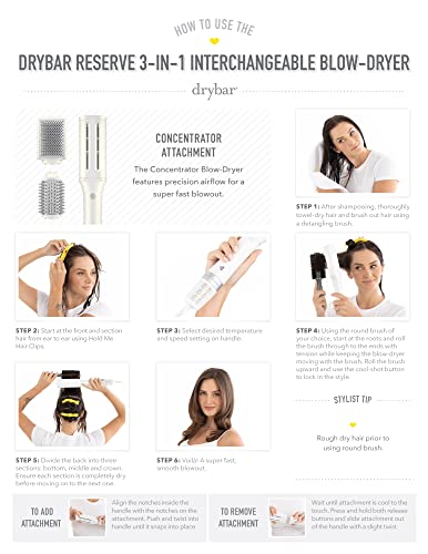 Drybar Reserve Interchangeable Blow Dryer | 3 Tools in 1, Endless Styles