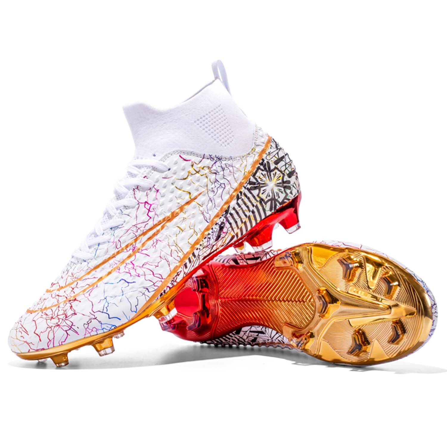 HESBITEUL Men’s Soccer Cleats High-top Women Football Shoes AG Spike Shoes Sneaker Comfortable Adults Big Boys Girls Athletic Outdoor Indoor Competition Trainin