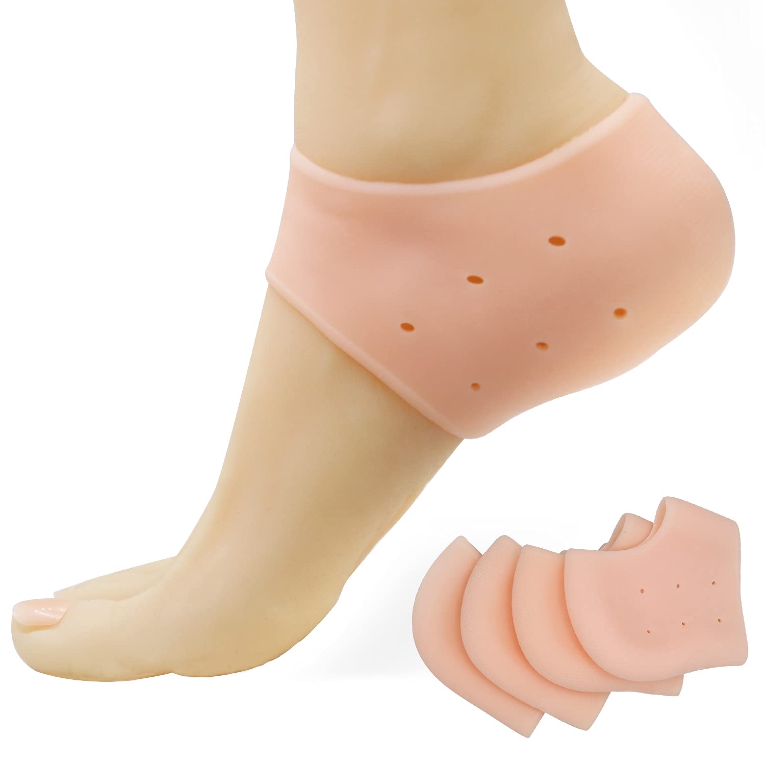 Zinyakon Gel Heel Cups Cushion for Heel Pain, 3 Pairs of Heel Protector Pads for Men and Women, Plantar Fasciitis Inserts Absorb Shock and Moisturizing for Cracked Heel