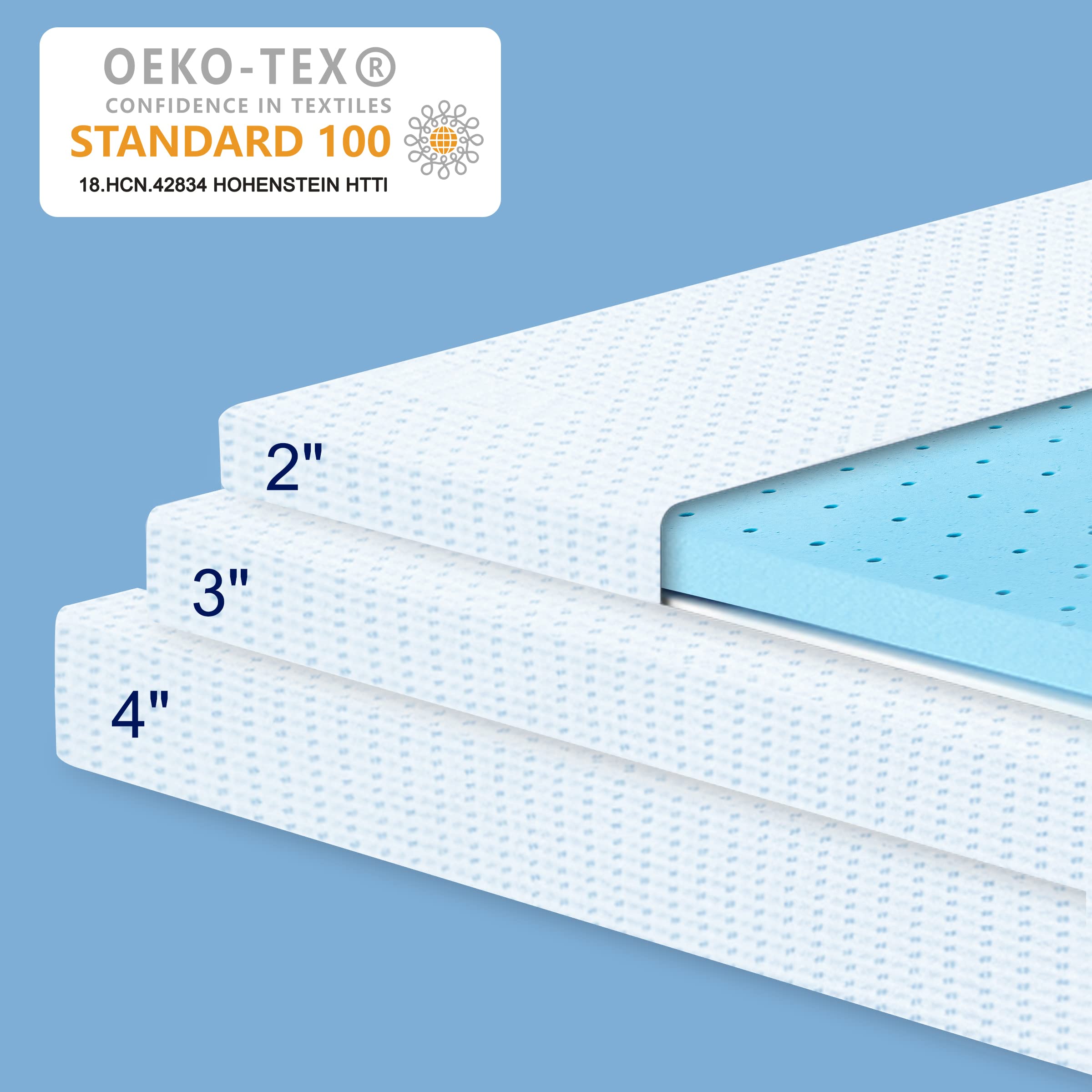 subrtex 4 Inch Gel-Infused Memory Foam Mattress Topper High Density Cooling Bed Topper Pad Removable Fitted Cover Ventilated Design (King)