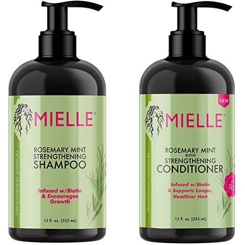 Mielle Organics Rosemary Mint Strengthening Shampoo and Conditioner Infused with Biotin