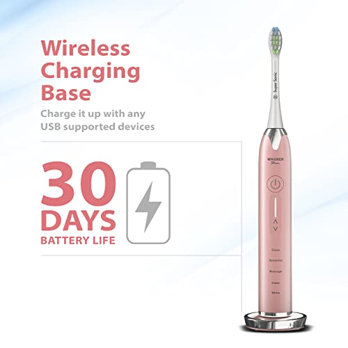 Wagner & Stern Ultrasonic whitening Toothbrush with Pressure Sensor. 5 Brushing Modes and 4 Intensity Levels with 3D Sliding Control, 8 Dupont Bristles, Premium Travel Case.
