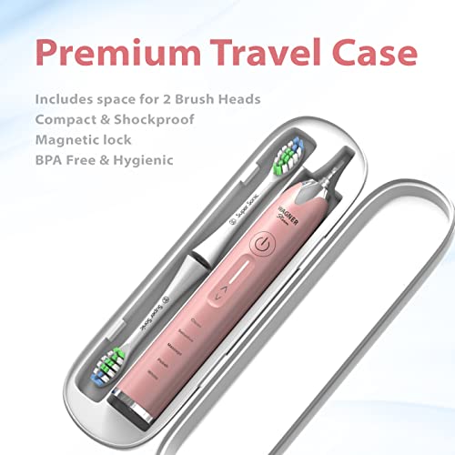 Wagner & Stern Ultrasonic whitening Toothbrush with Pressure Sensor. 5 Brushing Modes and 4 Intensity Levels with 3D Sliding Control, 8 Dupont Bristles, Premium Travel Case.
