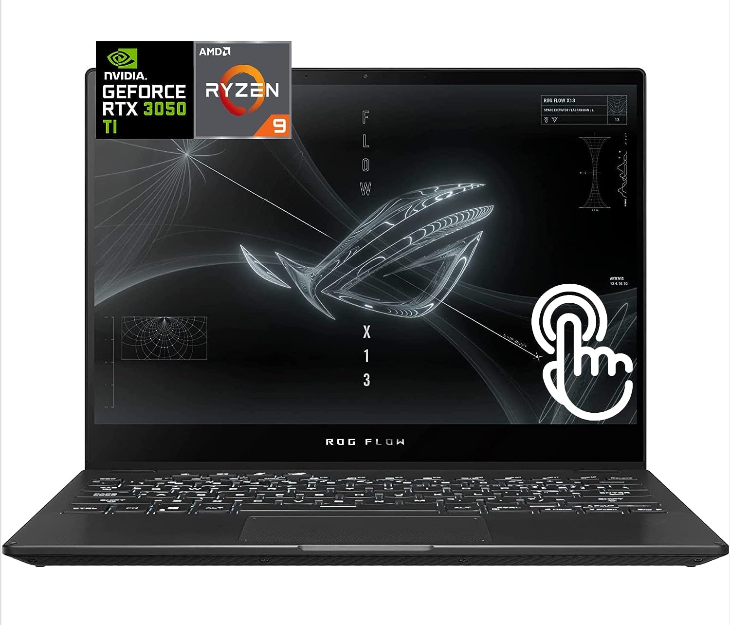 ASUS ROG Flow X13-13.4" Touchscreen Gaming Laptop - NVIDIA GeForce RTX 3050 Ti V4G Graphics – R9-6900HS - 16GB DDR5 RAM, 1TB PCIe 4.0 SSD, with Mouse Pad