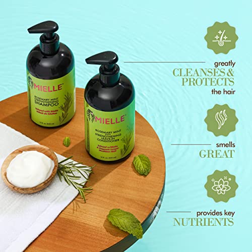 Mielle Organics Rosemary Mint Strengthening Shampoo and Conditioner Infused with Biotin