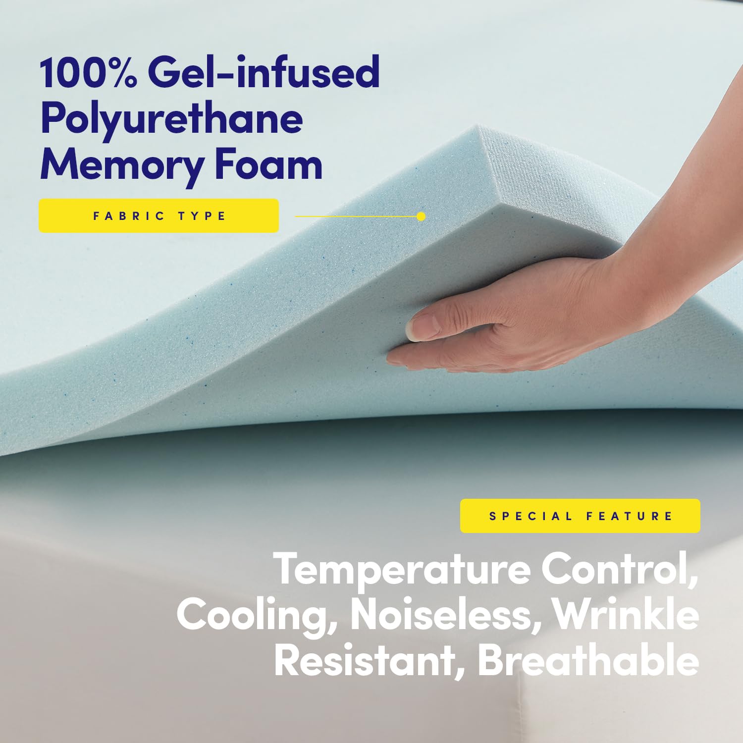 Twin Mattress Topper 2 Inch Gel Infused Memory Foam Cooling Pad CertiPUR US Certified - Enhance Sleep Quality with Pressure Relief and Temperature Regulation, Twin,Blue