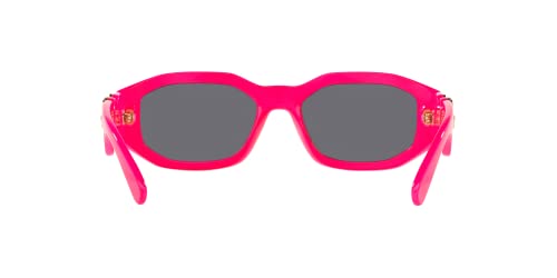 Versace Man Sunglasses Fuxia Fluo Frame, Dark Grey Lenses, 53MM