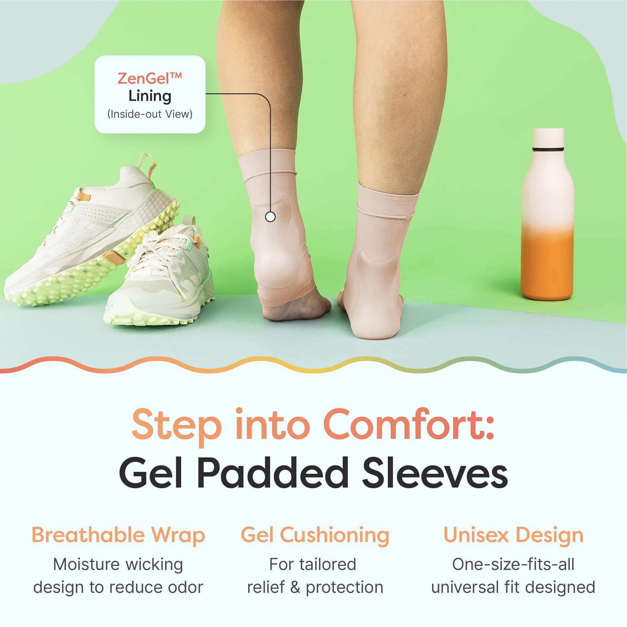 ZenToes Achilles Tendon Support Sleeve, Padded Compression Sleeve for Achilles Tendonitis Relief & Haglunds Heel, Washable Padded Socks & Heel Protectors for Bursitis Relief, 1 Pair